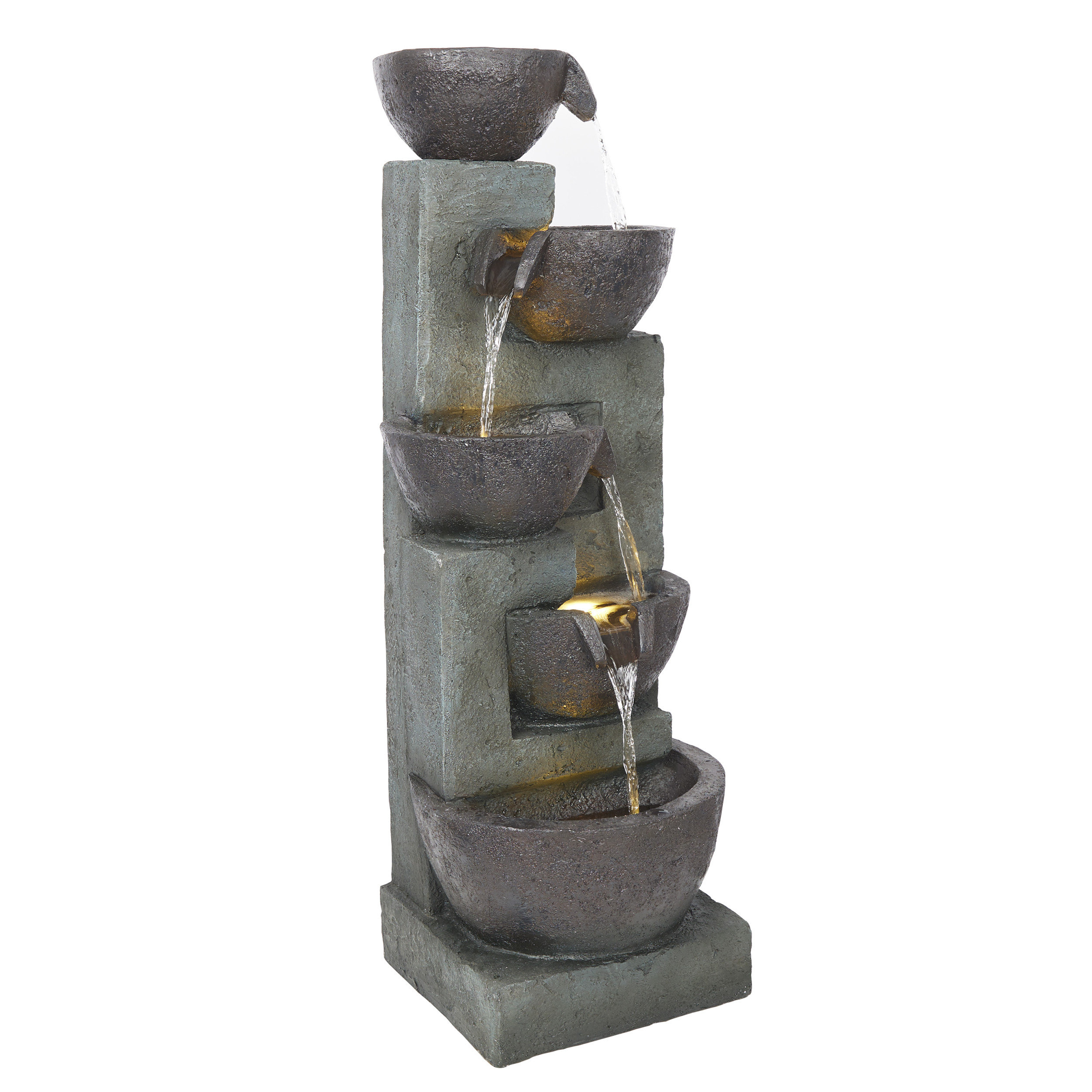Loon Peak® 5-Tier Bowls Waterfall Fountain with LED Lights | Wayfair