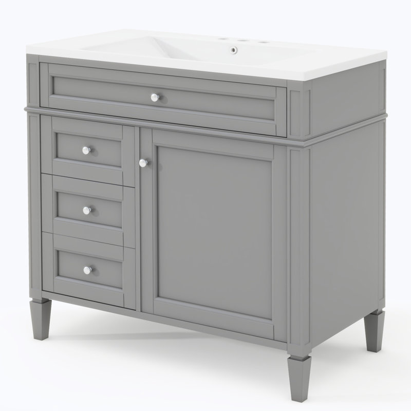 Charlton Home® Clancie 36'' Single Bathroom Vanity with Ceramic Top ...