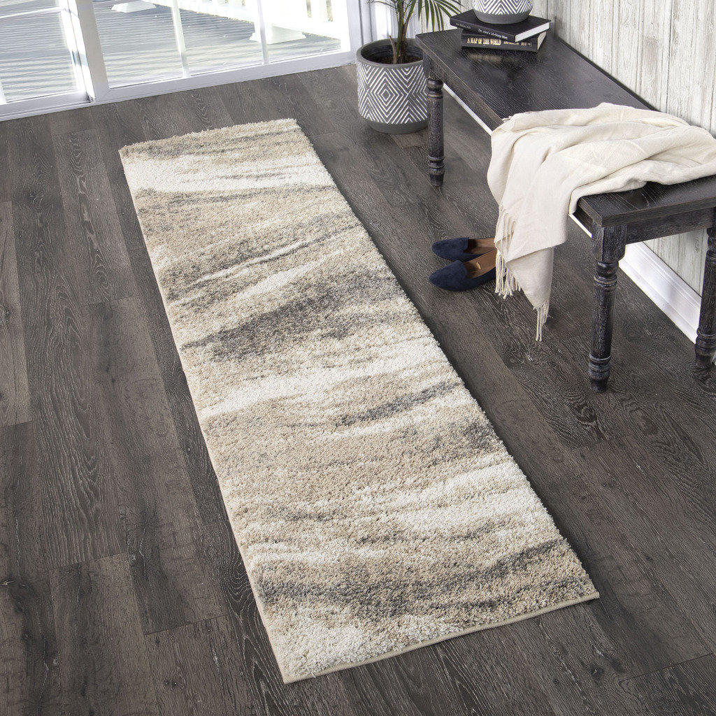 Orren Ellis Shellenbarger Abstract Ivory Shag Area Rug & Reviews ...