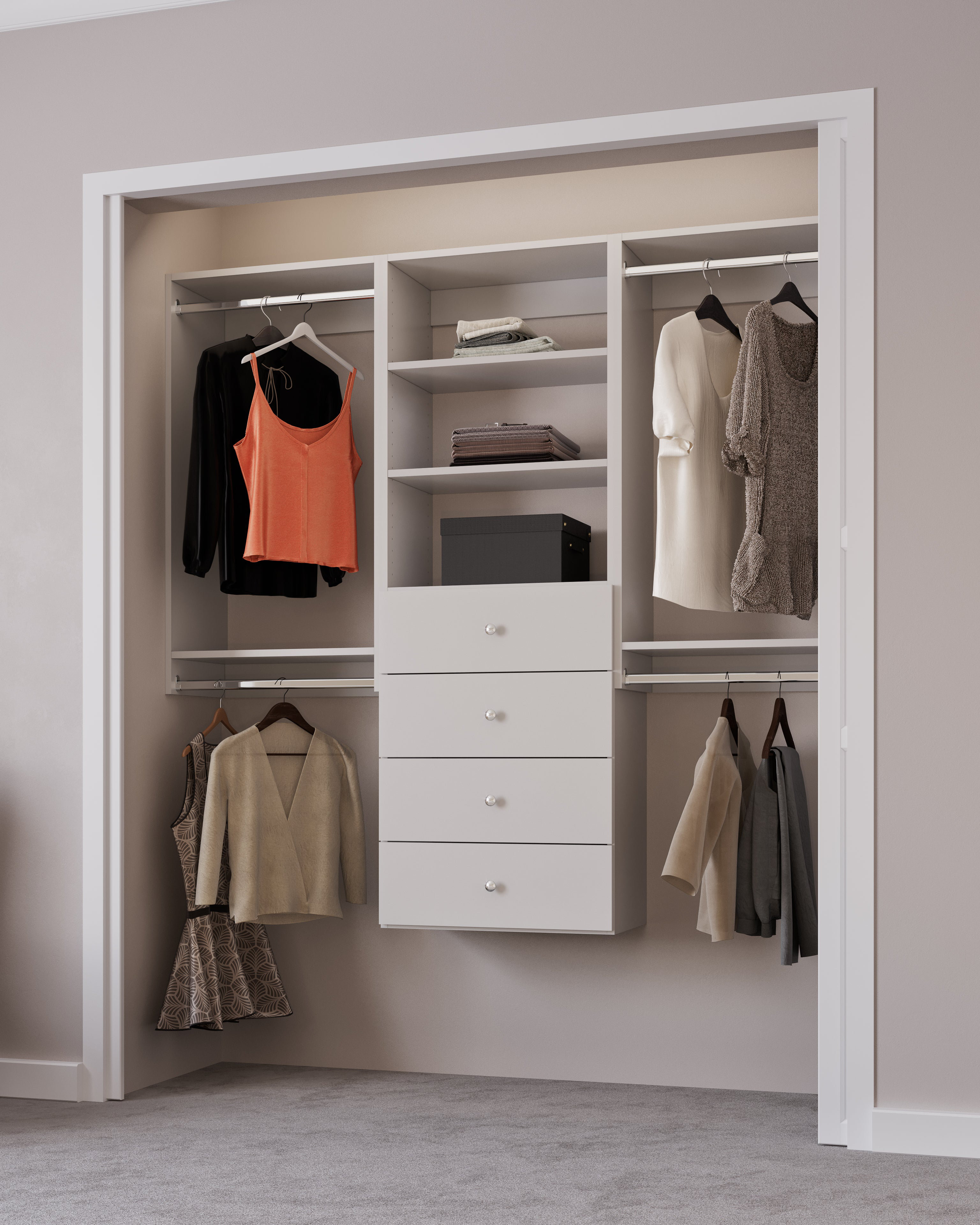 Modular Closets Closet System Walk-In Sets, 2 Double Hanging Unit with ...