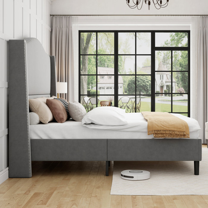 Lark Manor Ameera Upholstered Metal Platform Bed & Reviews | Wayfair