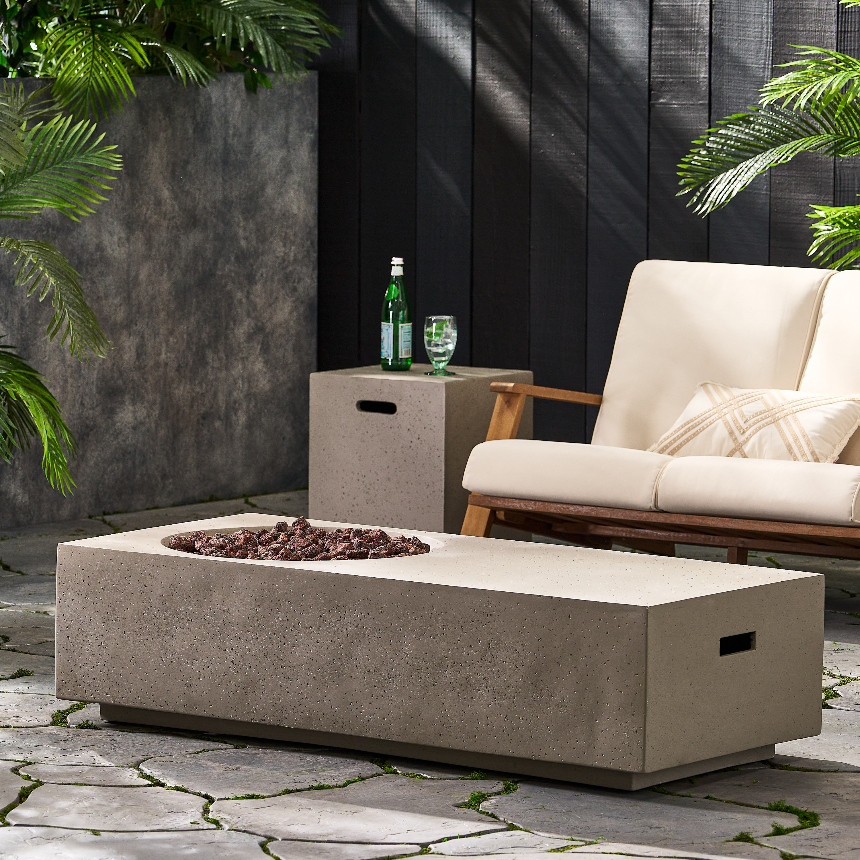 Wade Logan® Boneva Concrete Propane Outdoor Fire Pit Table & Reviews ...