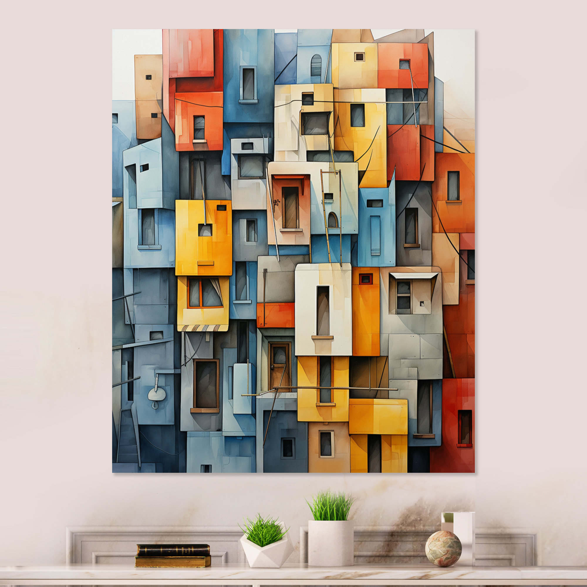 Ebern Designs Cubism Art Tower II - Cubism Metal Wall Decor - Wayfair ...