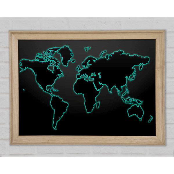 Williston Forge Black World Map - Single Picture Frame Print | Wayfair ...