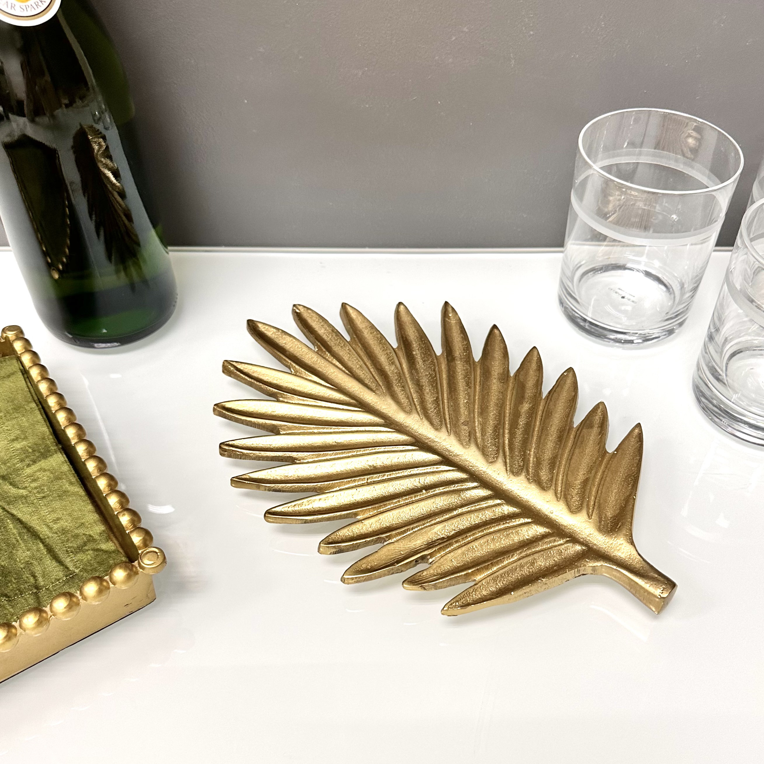 Bayou Breeze Gold Leaf Shaped 6" X 10" Trivet | Wayfair