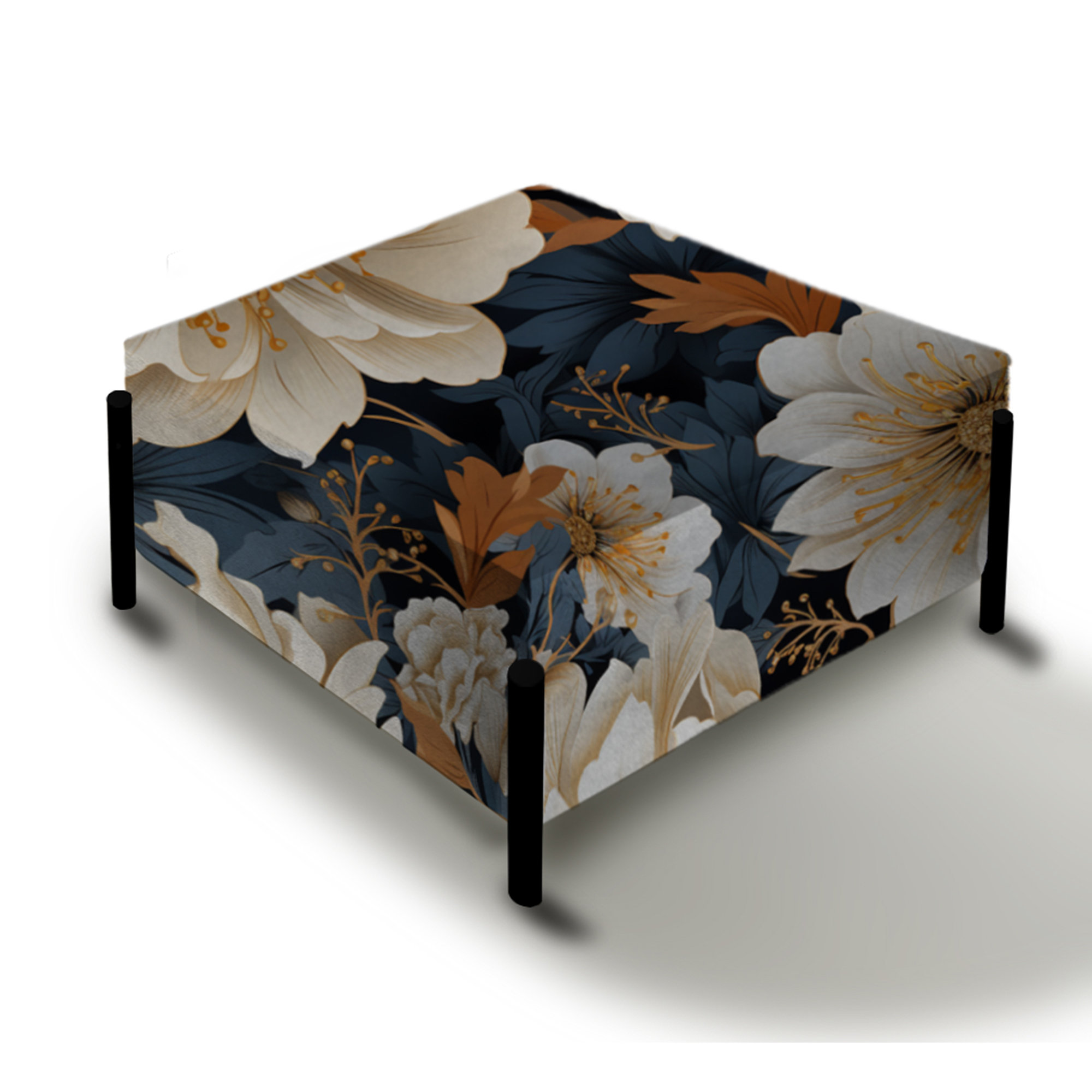 Design Art White & Gold Contemporary Floral Fusion Collage - Floral ...