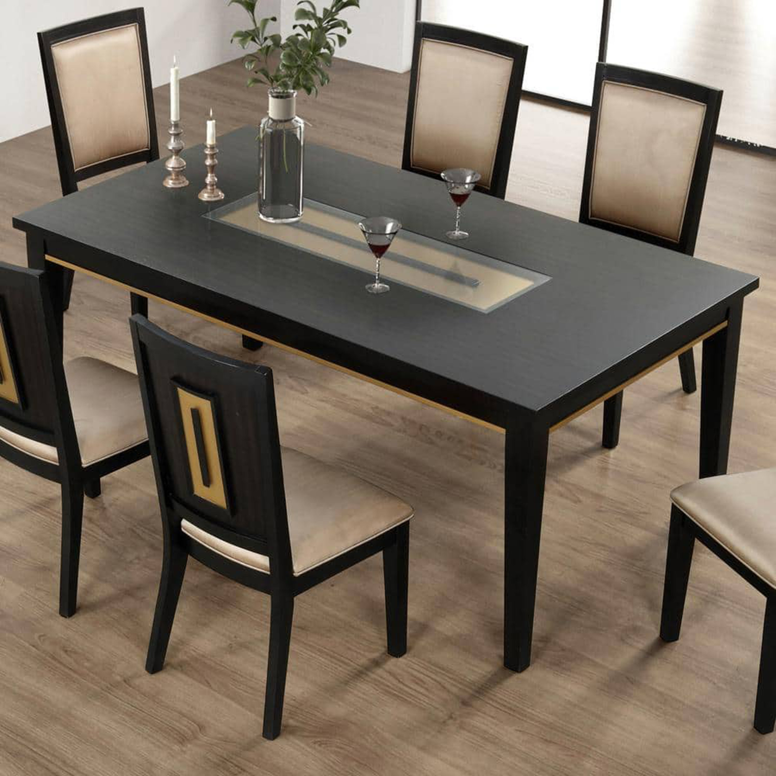 Corrigan Studio® 7pc Contemporary Espresso Dining Set with Glass Insert ...