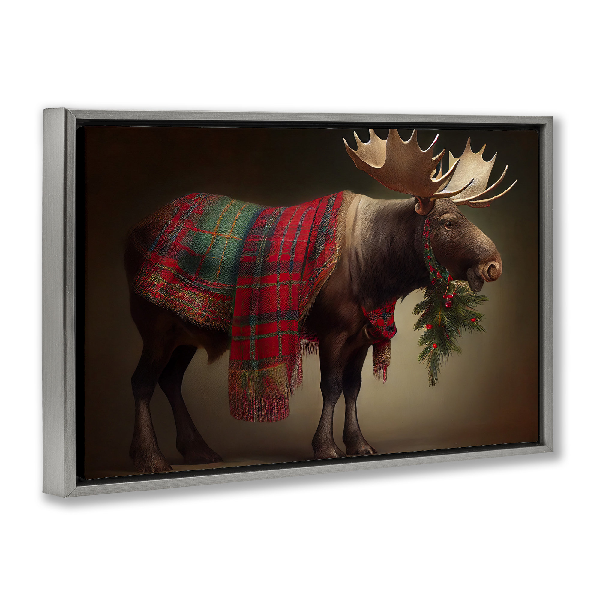 Ophelia & Co. Festive Moose with Plaid Floating Frame, design by Sasha ...