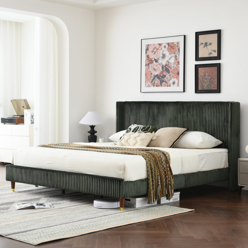 Mercer41 Luxury Modern Wingback Corduroy Upholstered Bed & Reviews ...