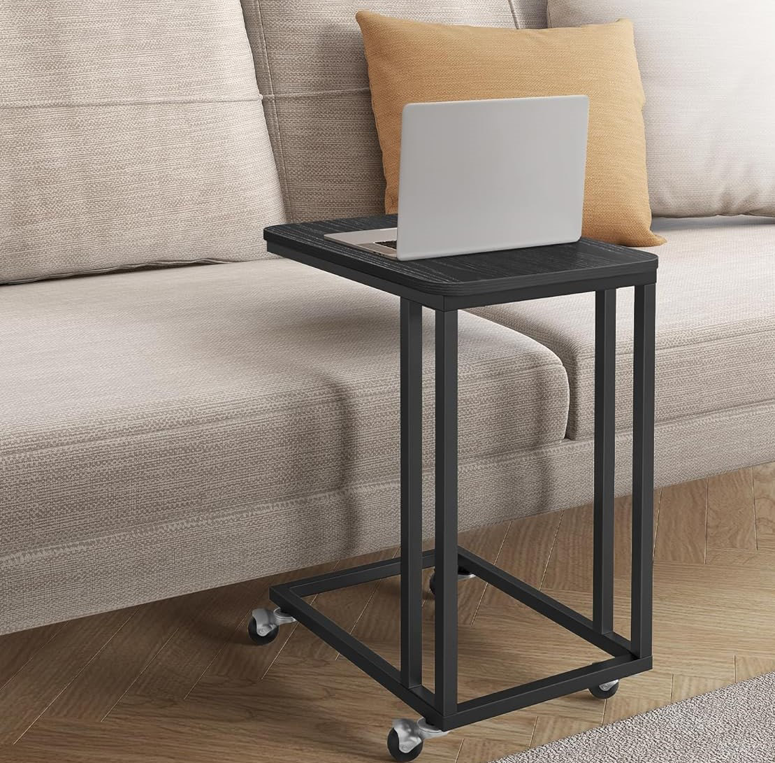 17 Stories The End Table, C Shaped TV Tray with Metal Frame Rolling ...