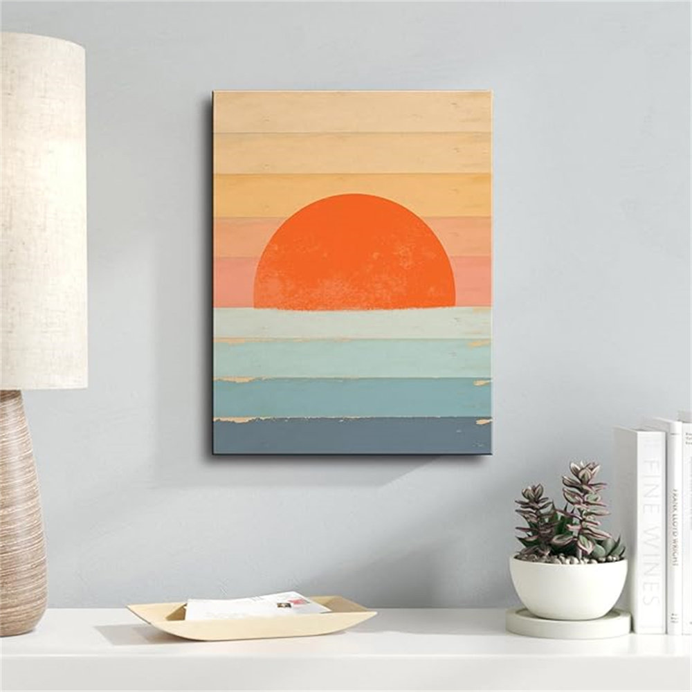 Orren Ellis Sun Wall Art, Rainbow Sun Rising On The Horizon Geometric ...