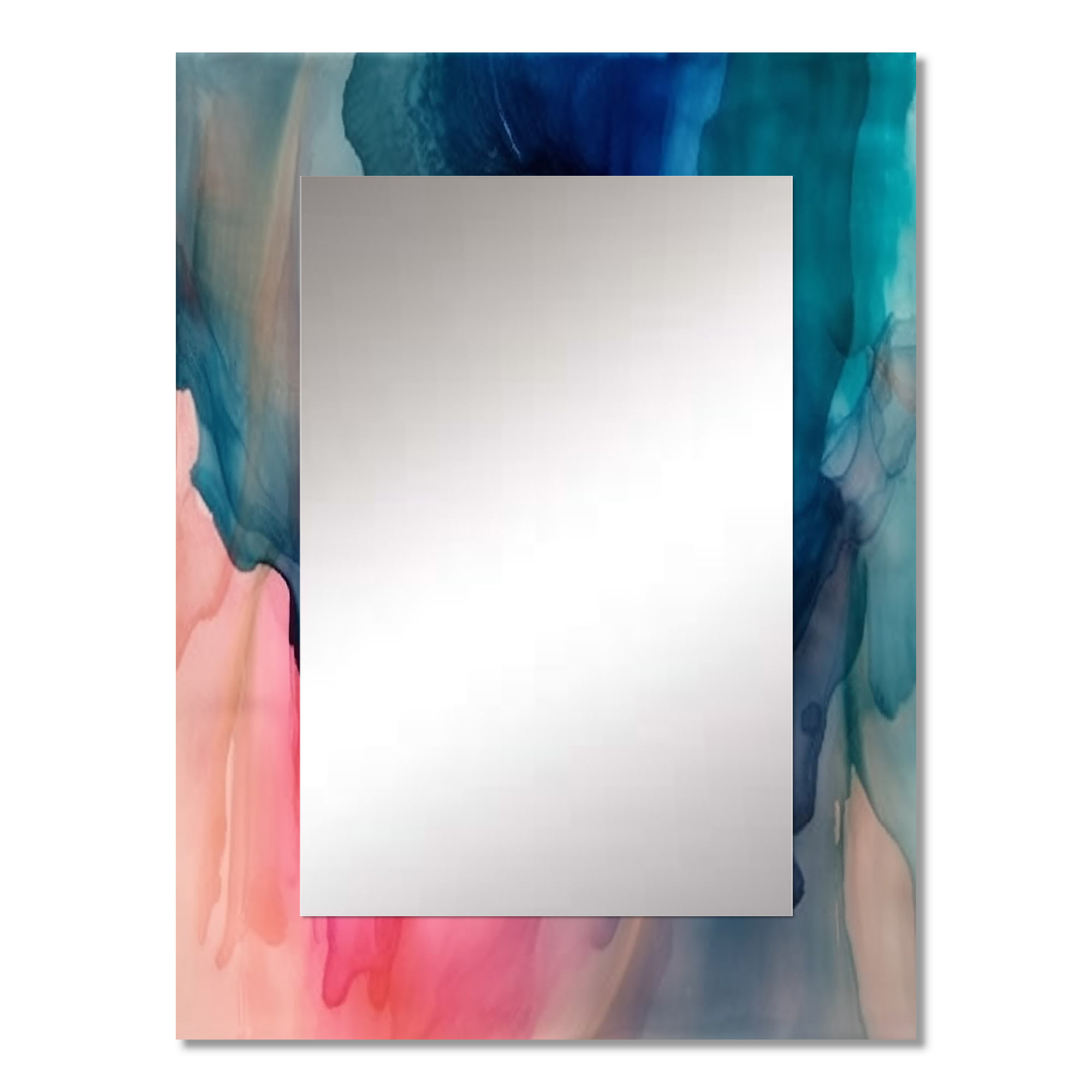 East Urban Home Blue and Pink Watercolor Mix - Modern Wall Mirror | Wayfair