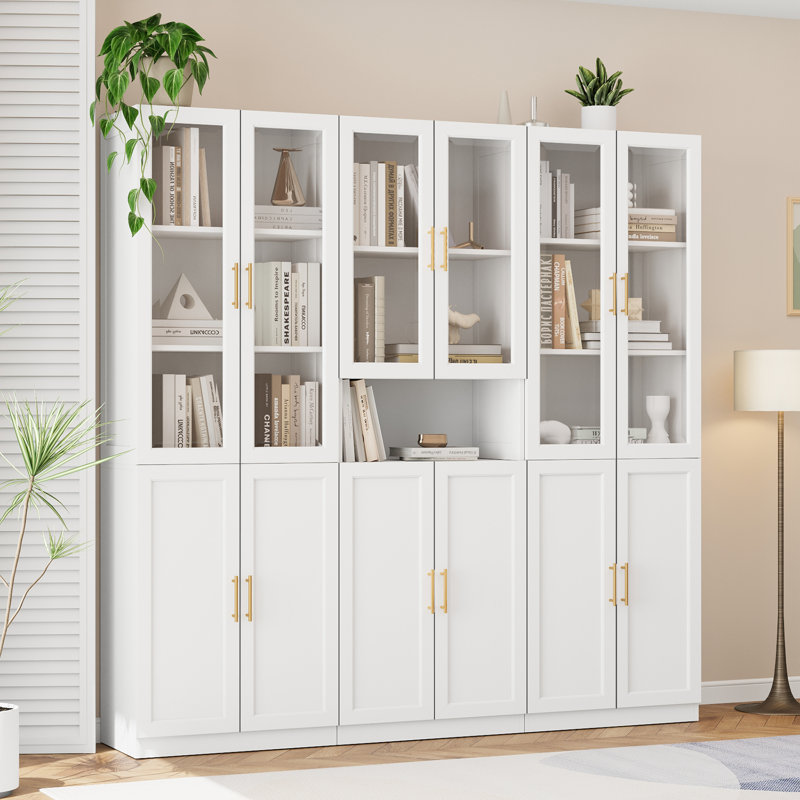 Red Barrel Studio® Storage Bookcase with Glass Door | Wayfair