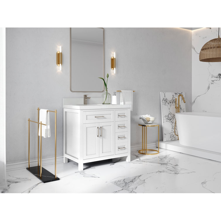 Mercer41 Glendalis 36'' Single Bathroom Vanity with Marble Top | Wayfair