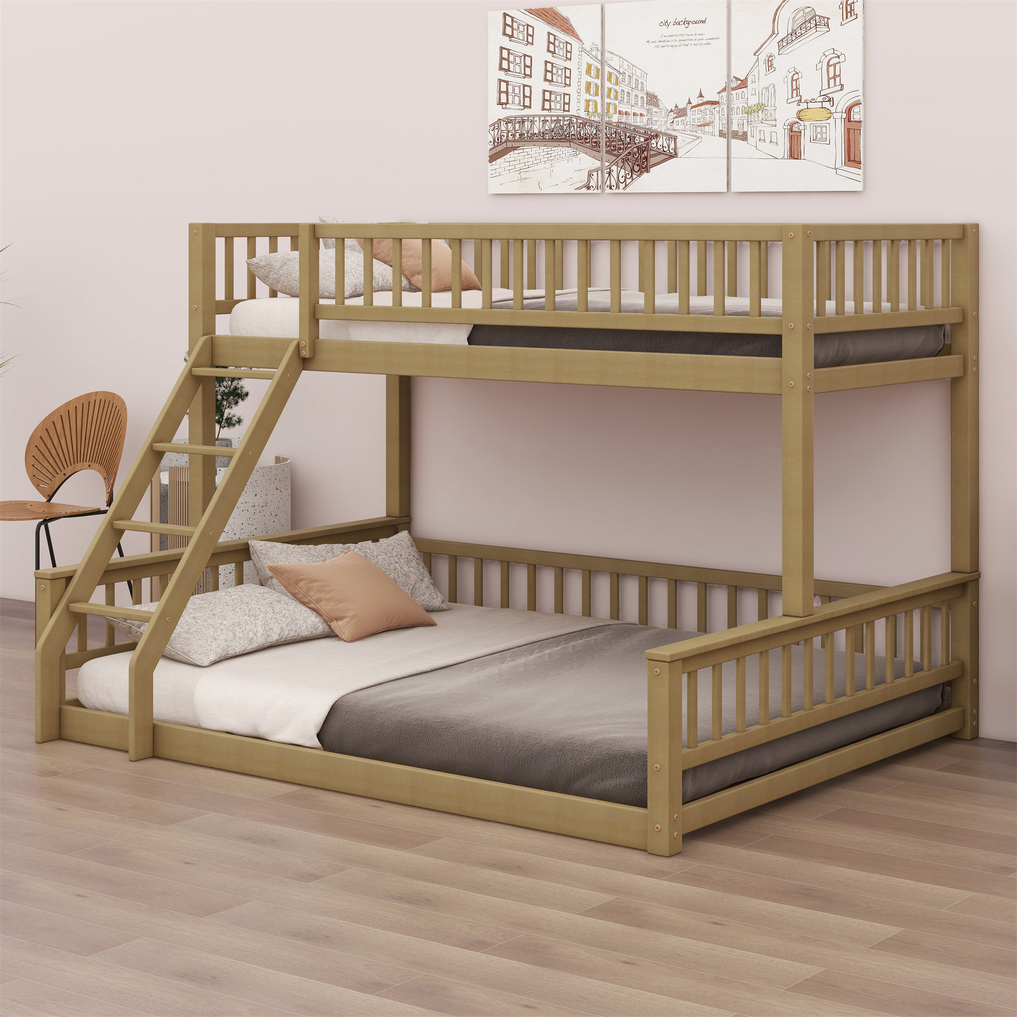 Harriet Bee Bunk Bed With Ladder And Guardrails | Wayfair