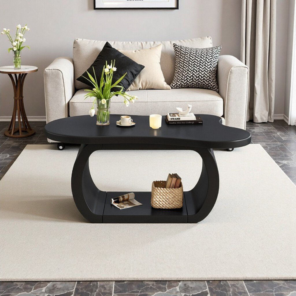 Latitude Run® Modern Cloud Coffee Coffee Table in Black - 39.3"x23.6 ...