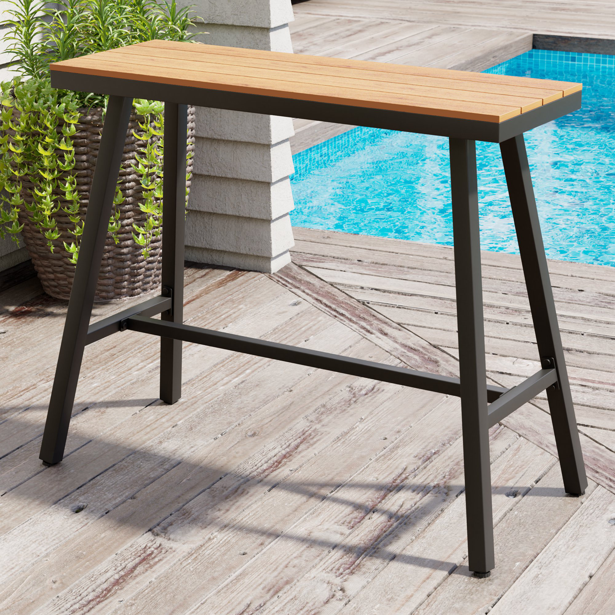 George Oliver 37.01" High Outdoor Metal Bar Table & Reviews | Wayfair