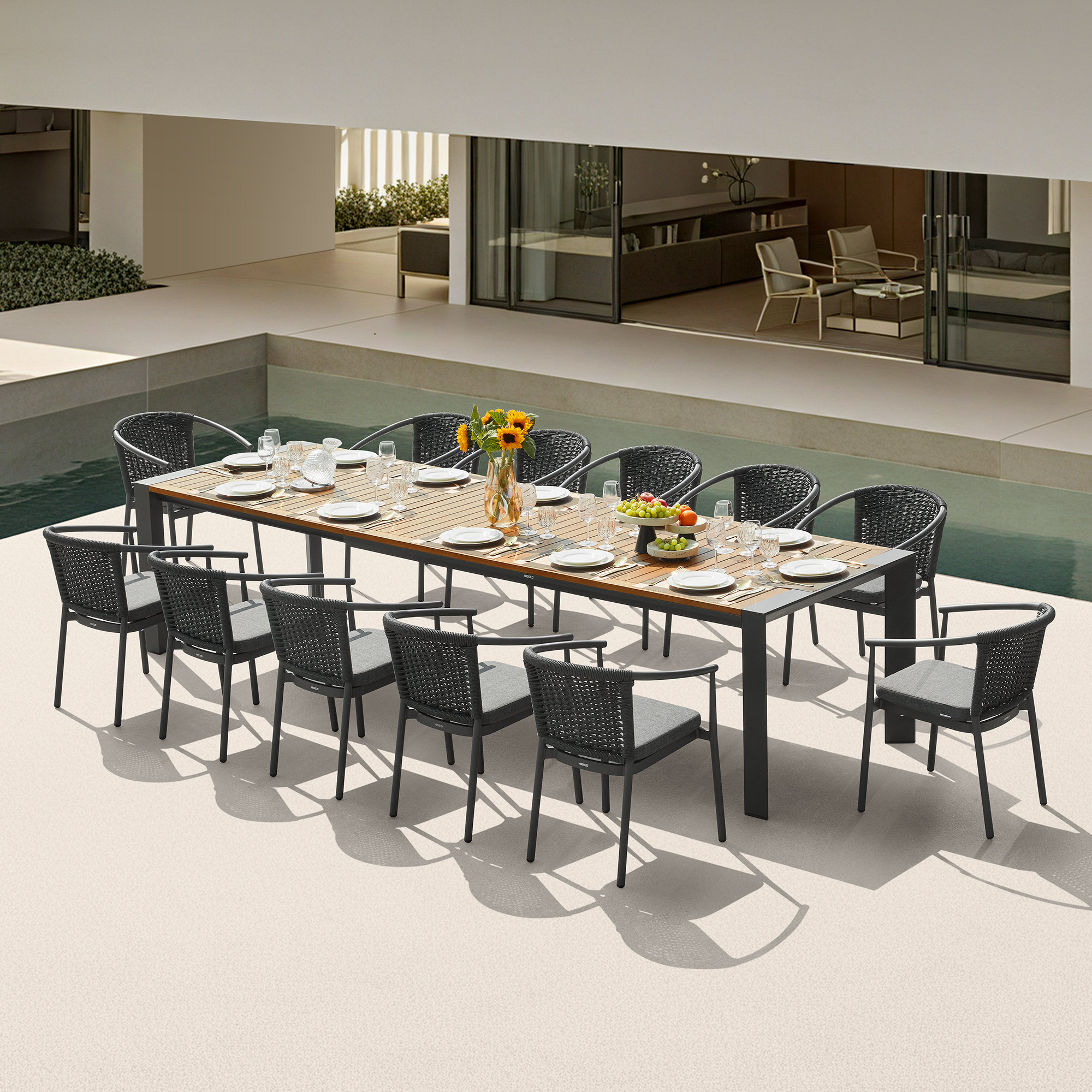 HIGOLD LUMEN 12 Person Teak Outdoor Dining Set With Three Version ...