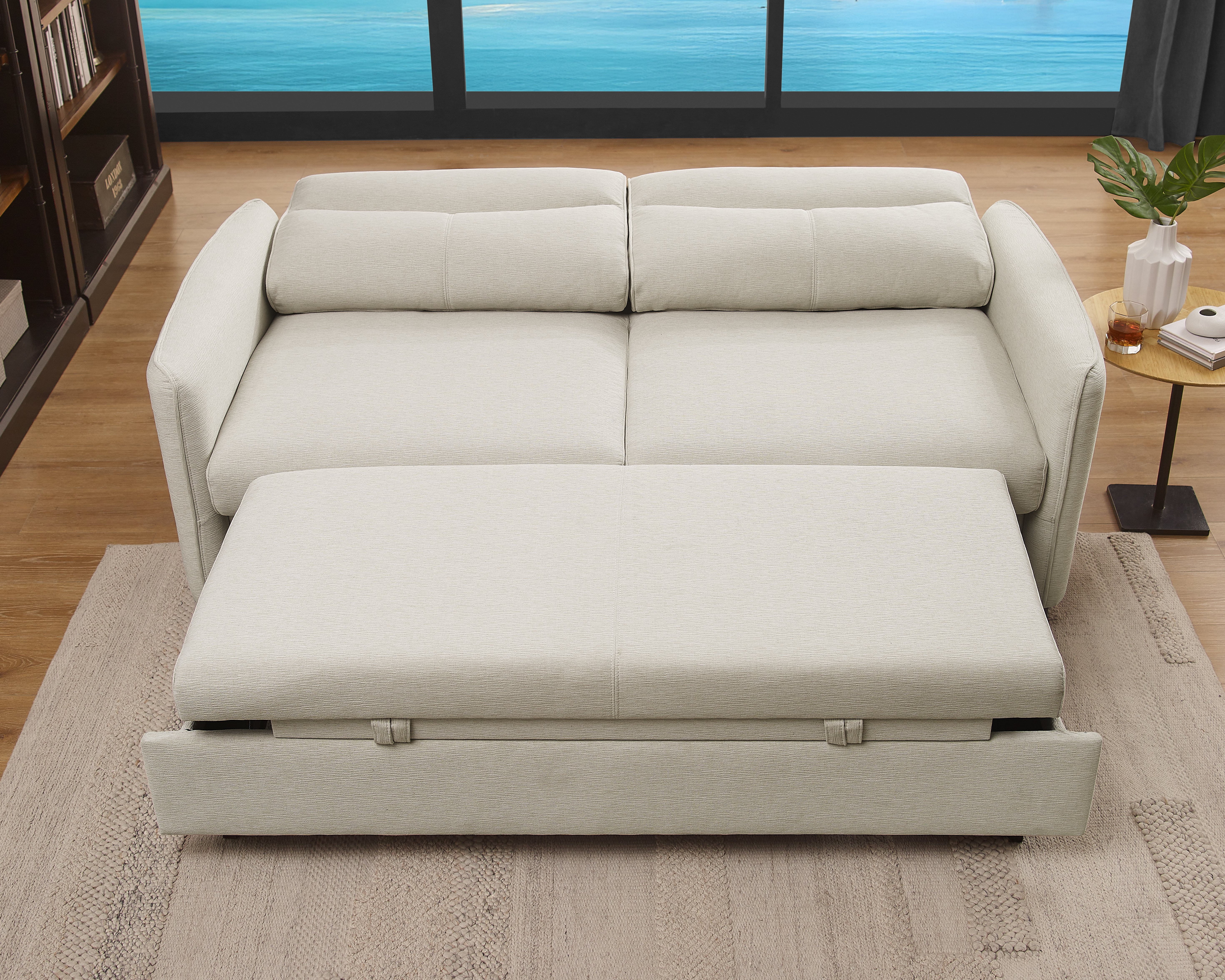 Latitude Run® Firm round Arms Sleeper Sofa 3 in 1 Convertible Sleeper ...