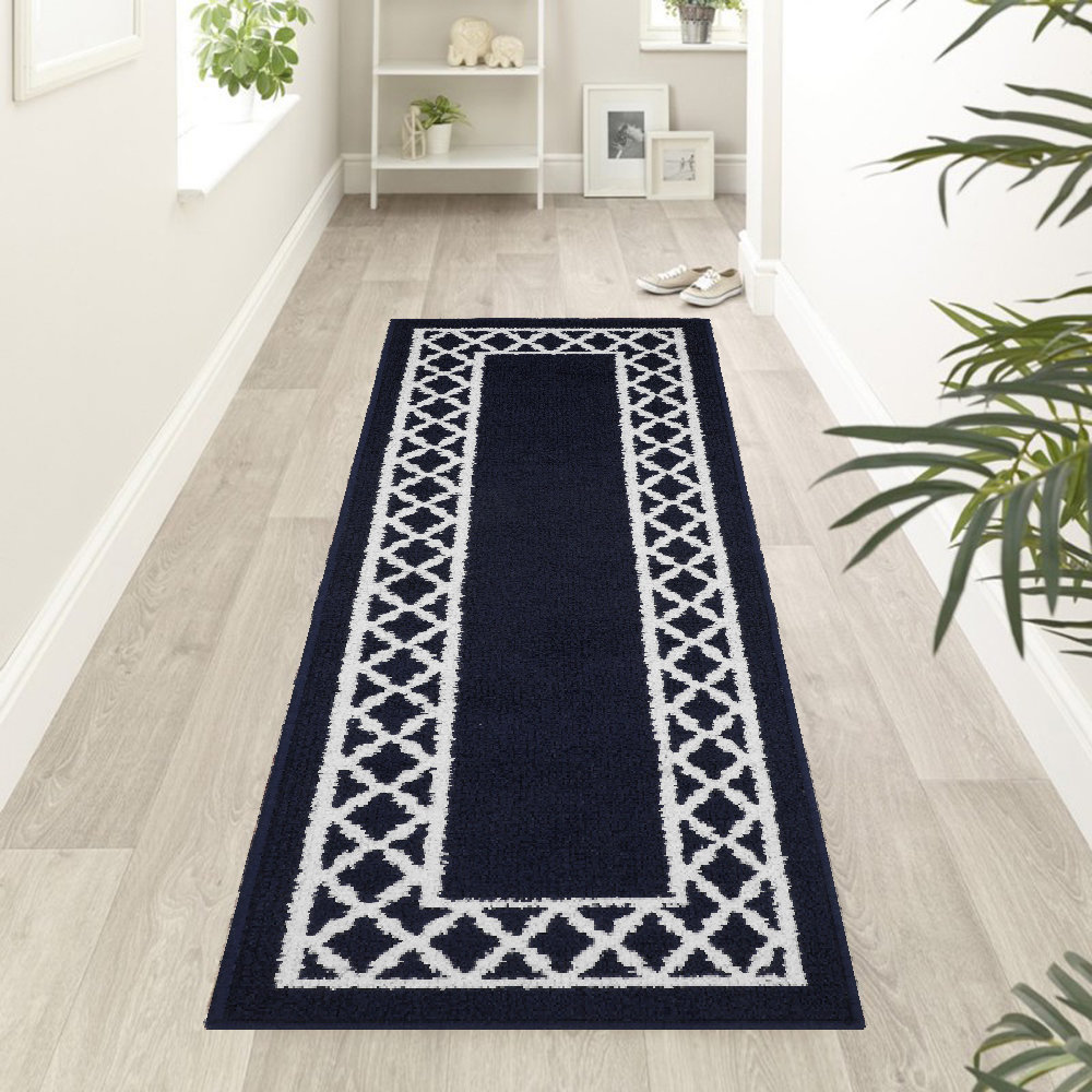 Ebern Designs Performance Navy Blue Machine Washable Rug - Wayfair Canada
