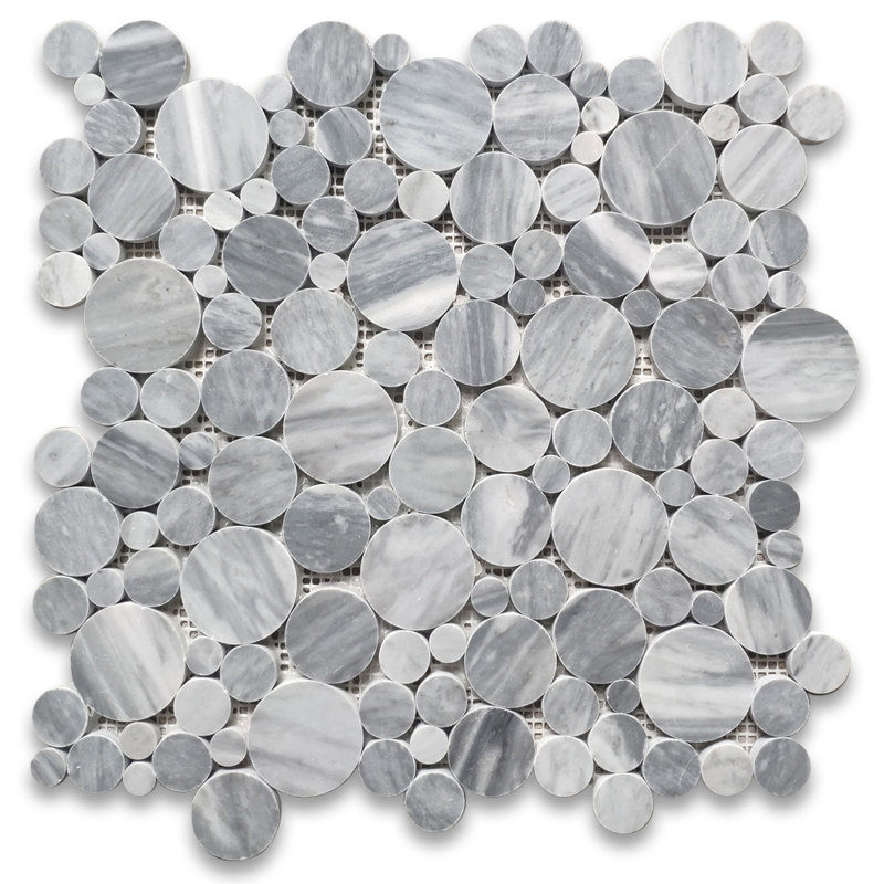 Marble Online Bardiglio 12" x 12" Marble Pebbles Mosaic Wall & Floor ...