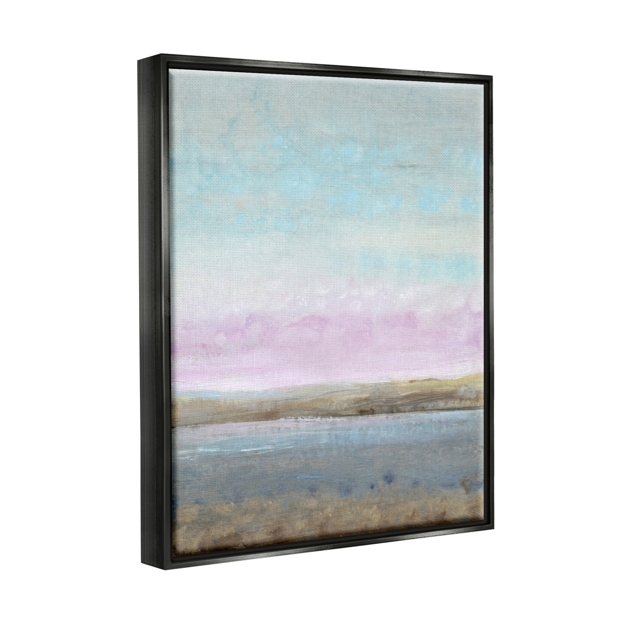 Orren Ellis Purple Sky Pond Nature Landscape Framed Floater Canvas Wall ...