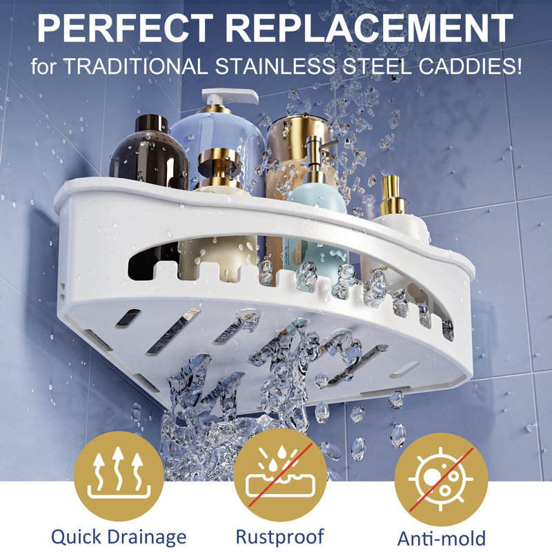 Latitude Run® Plastic Corner Shower Caddy Adhesive | Wayfair