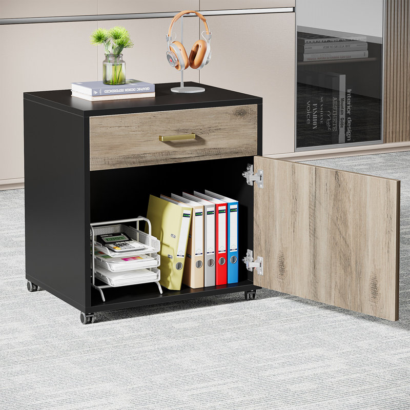 17 Stories Trisca 70.8" W L-Shaped Executive Desk with Storage Cabinet ...