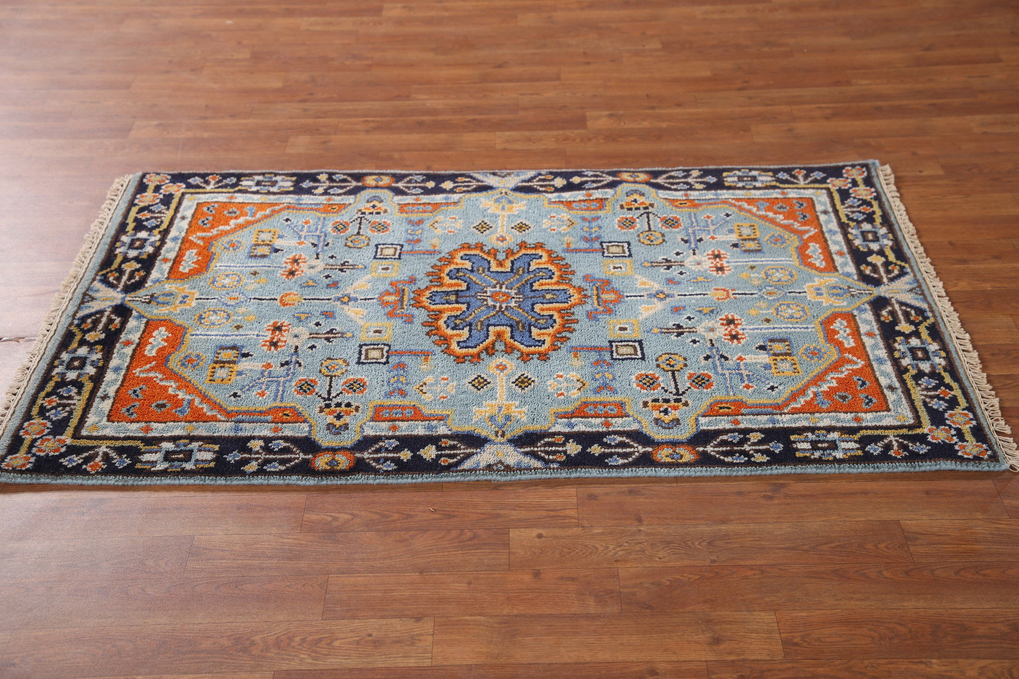 Bungalow Rose Light Blue Traditional Indian Wool Rug 3x5 | Wayfair