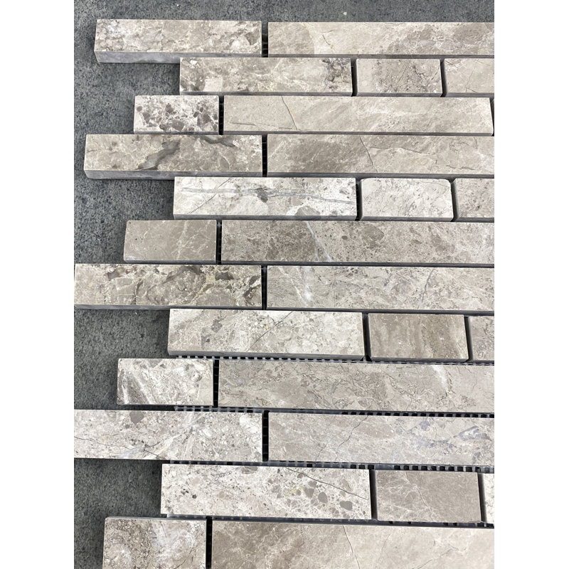Miletos Stone Collection Random Sized Marble Linear Mosaic Wall & Floor ...