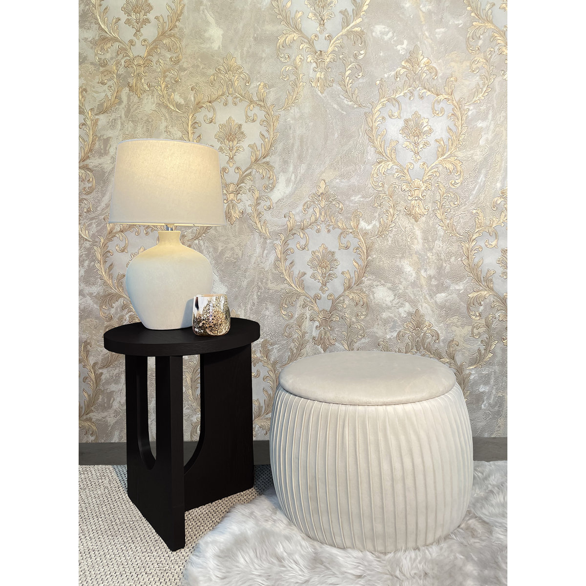 Astoria Grand Zara 10.05m x 53cm Textured Glitter Wallpaper Roll ...