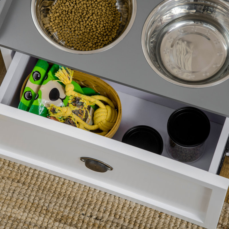 Tucker Murphy Pet™ Haajra Dog Feeding Station With Storage Drawer, Dog ...