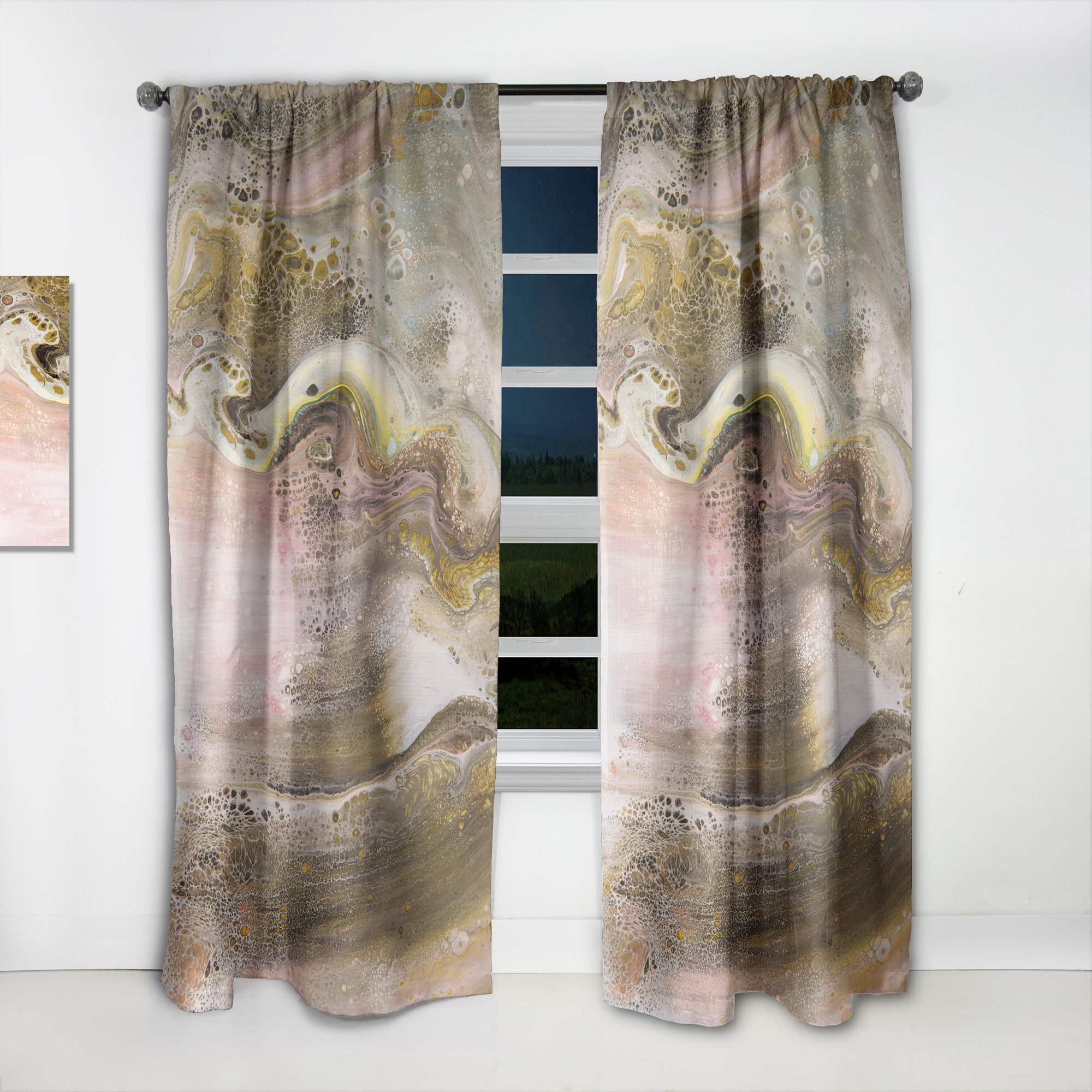 Design Art Stains and Glow Abstract Semi-Sheer Rod Pocket Single ...