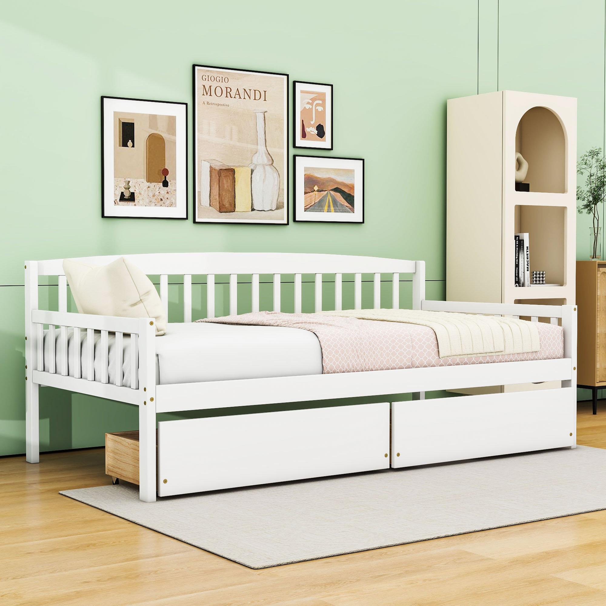 Winston Porter Gerlene Twin-Size Wood Daybed with 2 Storage Drawers | Wayfair