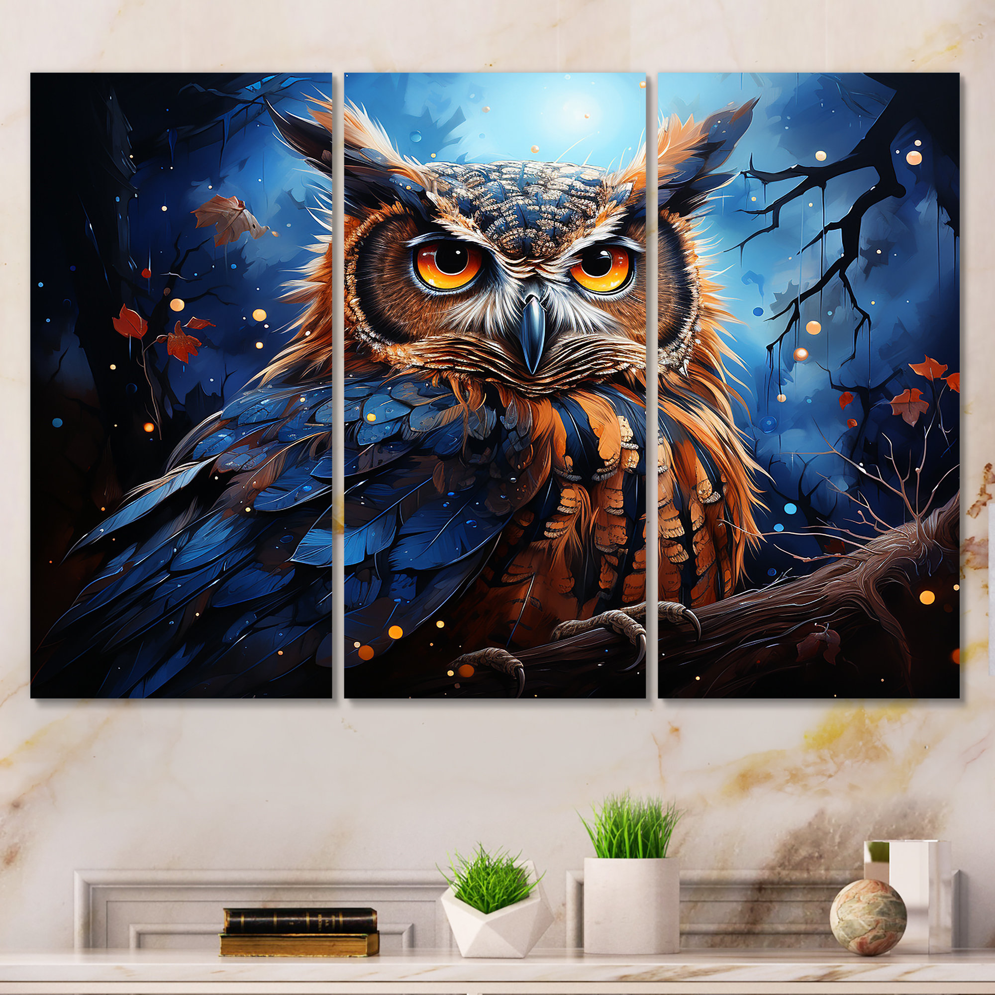 Millwood Pines Mystic Owl In The Moonlight - Owl Animal Wall Art | Wayfair