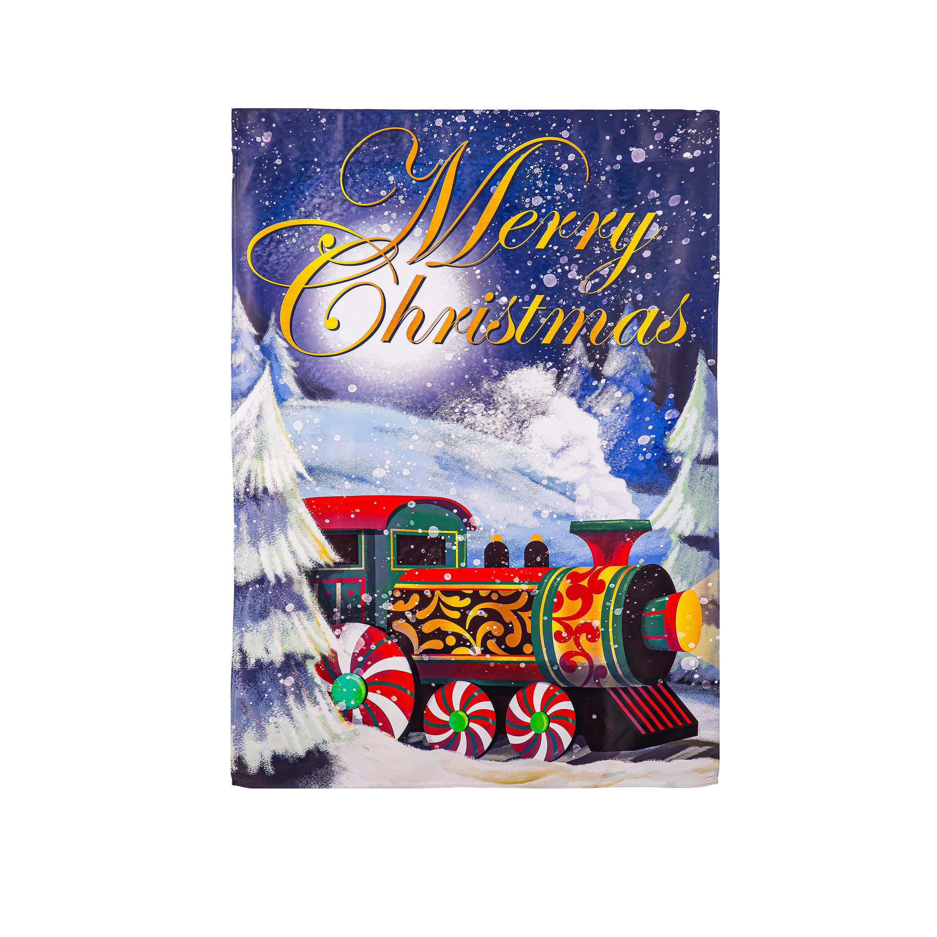 The Holiday Aisle® Home for the Holiday Train Estate Suede Flag | Wayfair