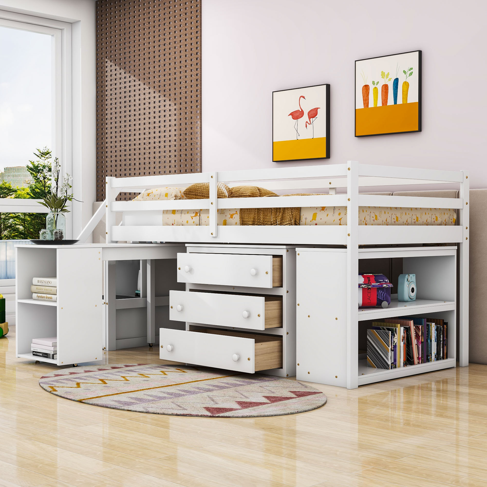 Harriet Bee Jametrius 3 Drawer Loft Bed with Built-in-Desk by Harriet ...