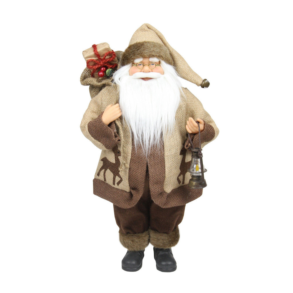 Northlight Seasonal 18.25" Brown and Beige Santa Claus with Lantern ...