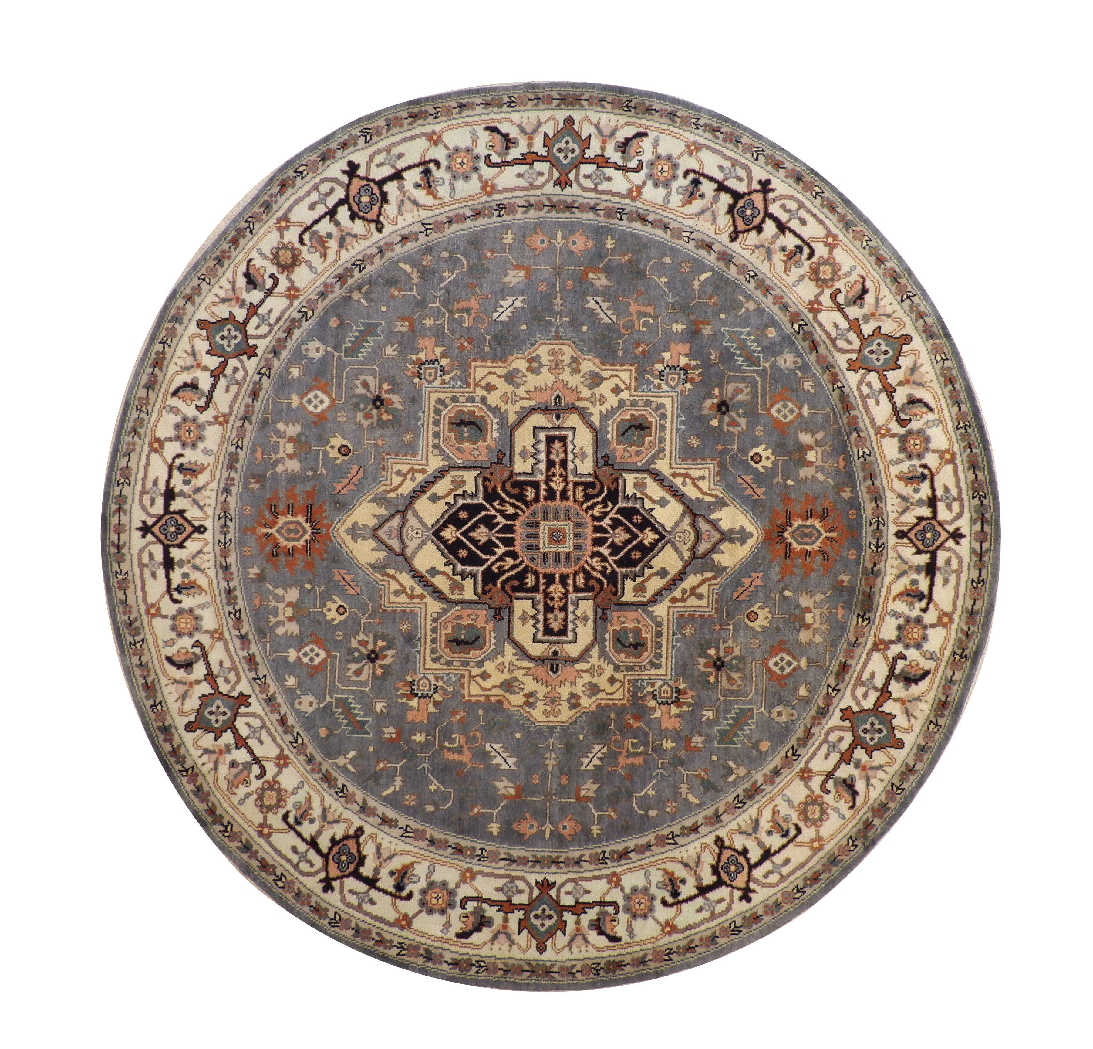 Isabelline Rawald One-of-a-Kind 9.11x9.11 Round Area Rug Grey | Wayfair