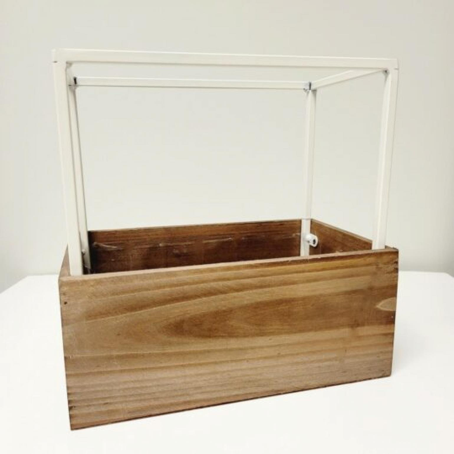 Ophelia & Co. Brown Crate With White Metal Frame Planter | Wayfair