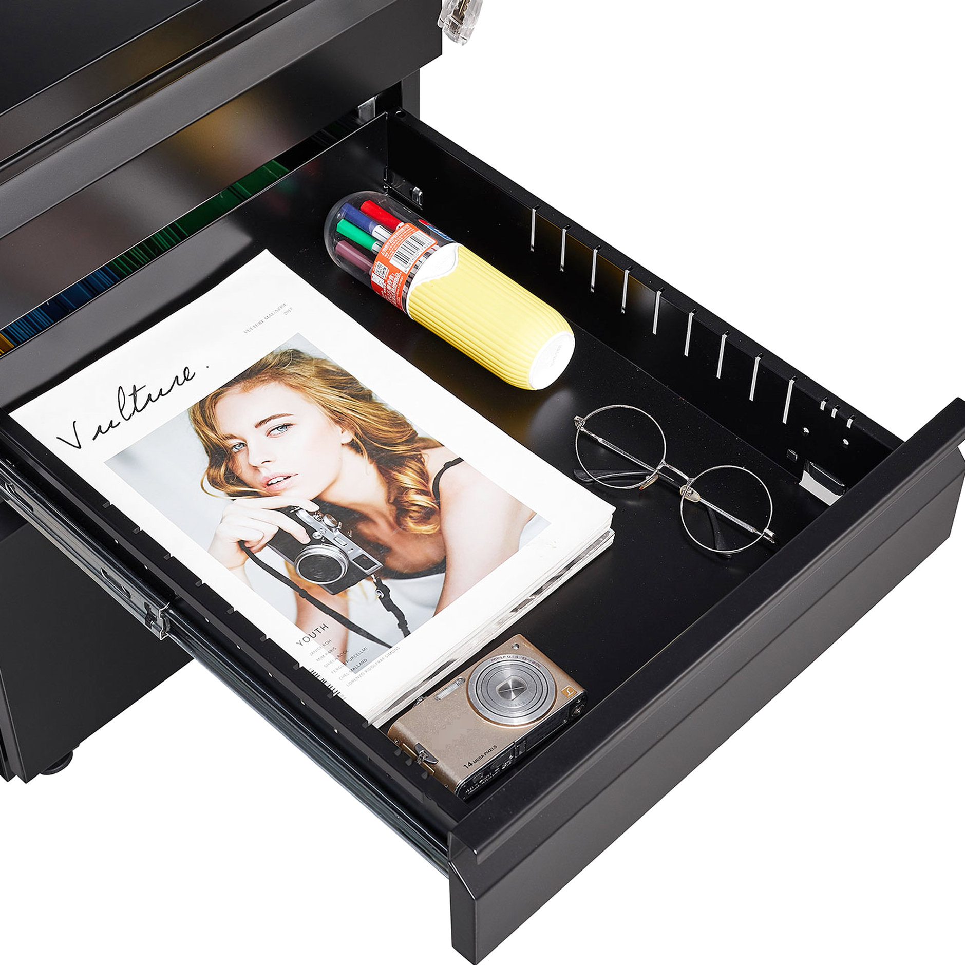 Latitude Run® Black 3 - Drawer Mobile Filing Cabinet, Office Solution ...