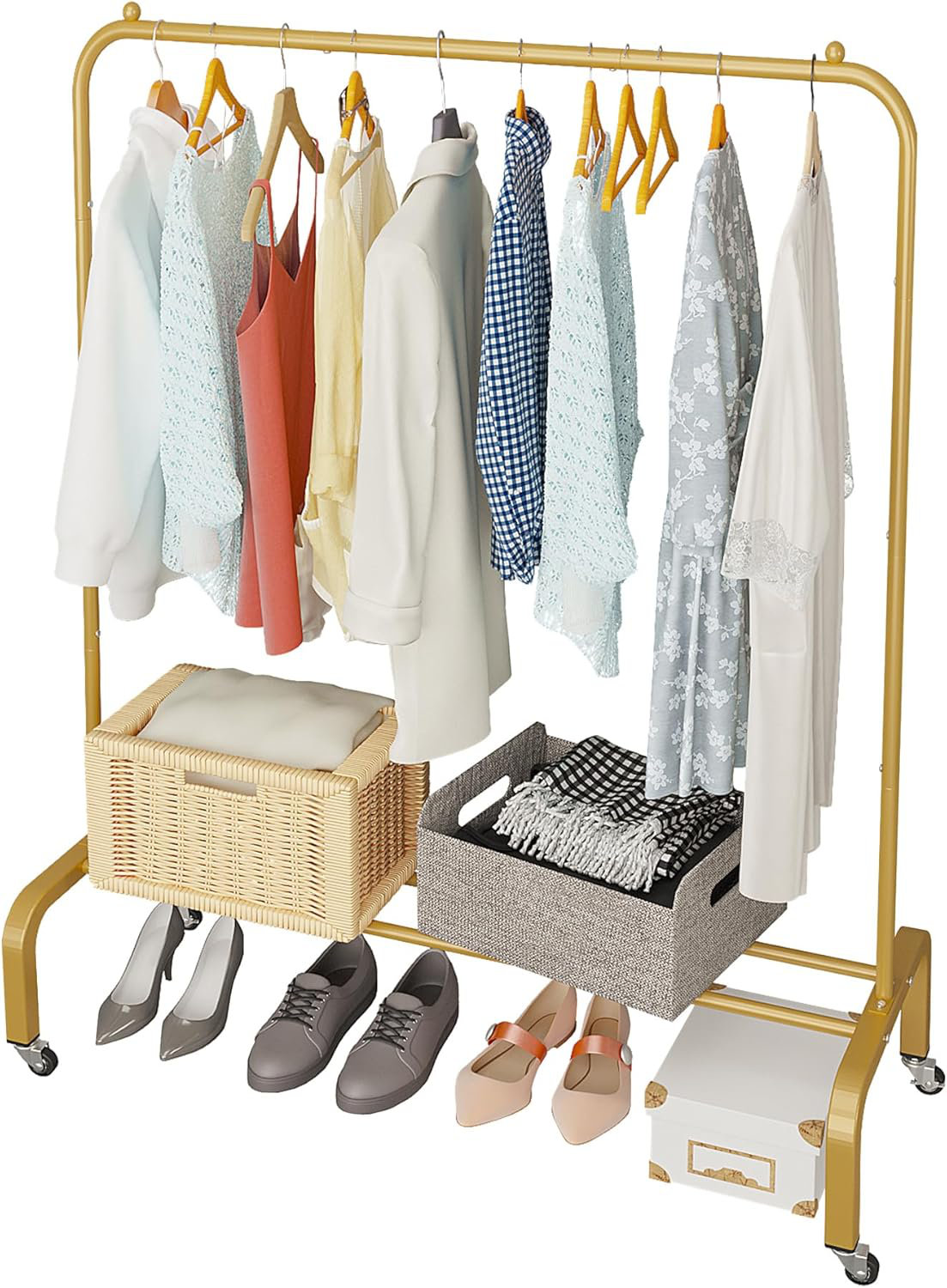 Mercer41 Metal Clothing Rack With Wheels Rolling Clothes Garment Coat ...
