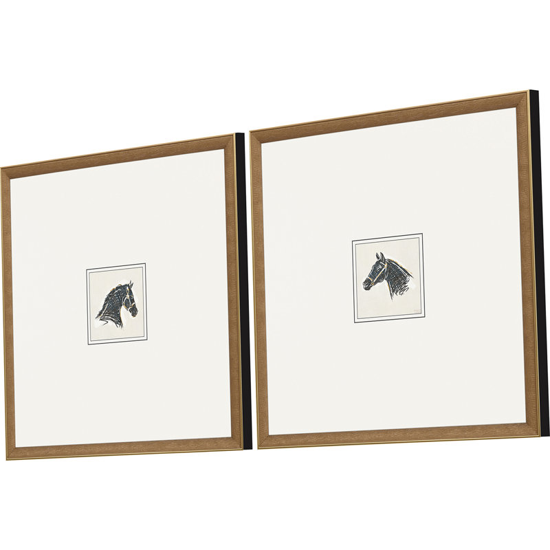 Alcott Hill® Bellmon Equestrian Study Framed On Paper 2 Pieces Print ...