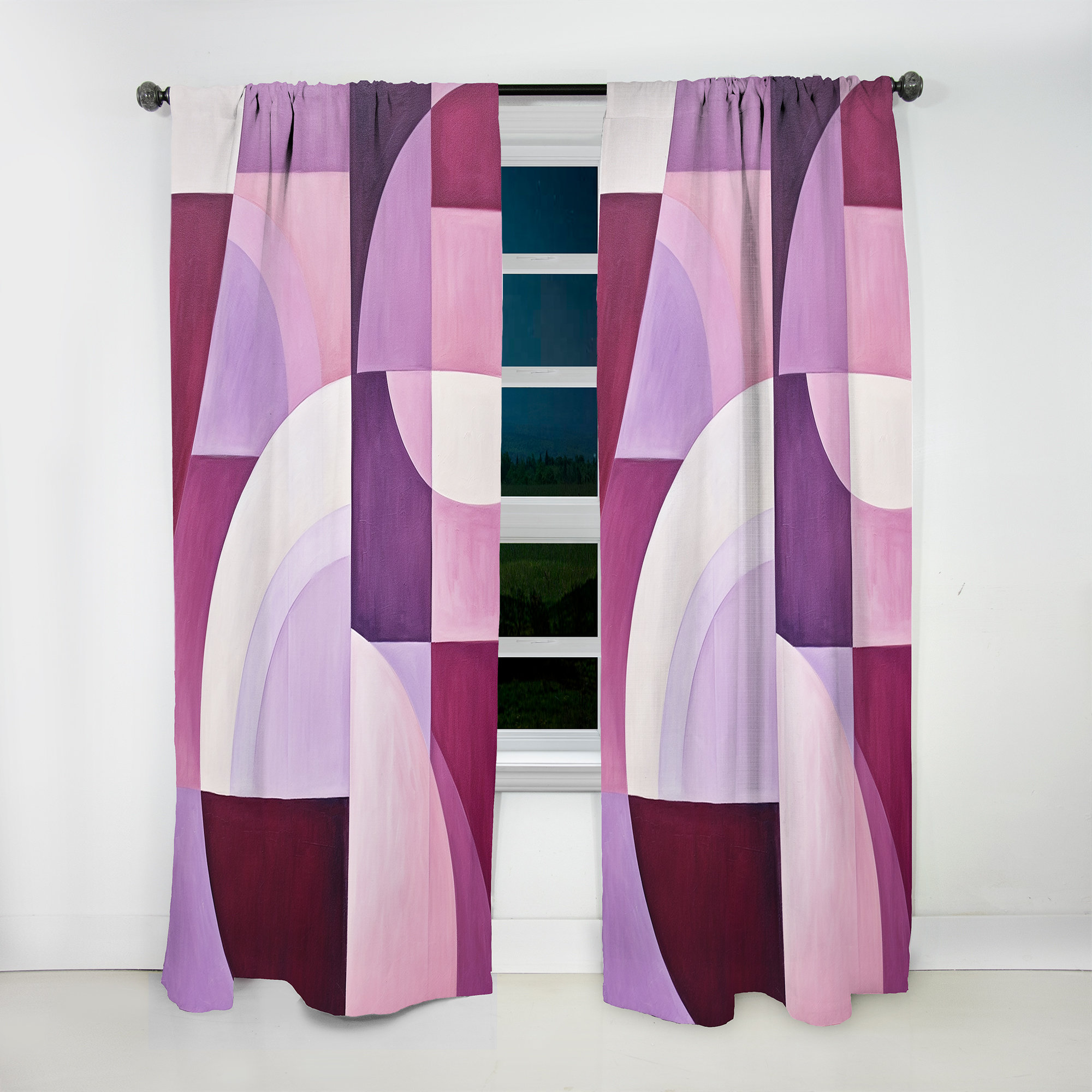 Design Art Mauve Motion Abstract Shapes - Modern Curtain - Velvet Room ...