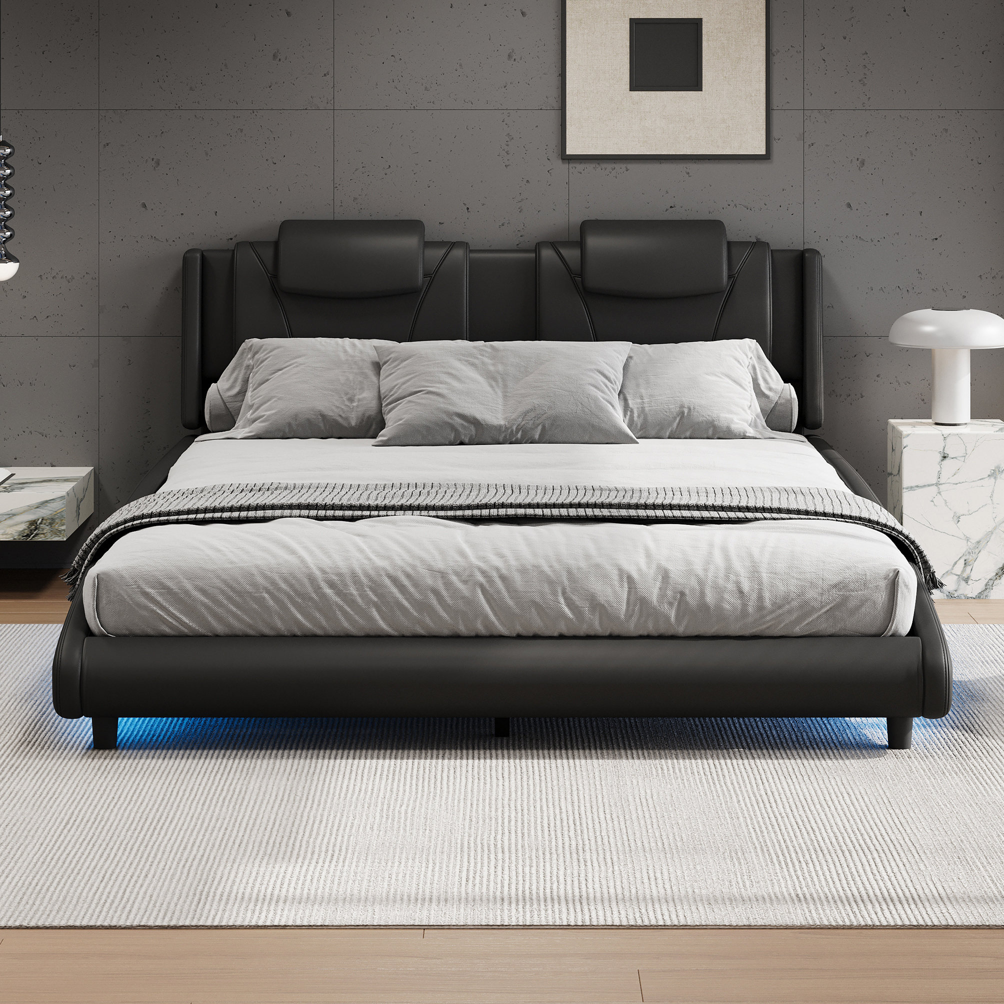 Latitude Run® Upholstered Platform Bed With Led Light | Wayfair