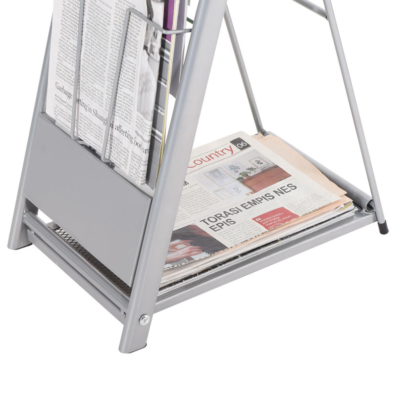 Latitude Run® Detachable 10-Layer Floor Standing Magazine Display Rack ...