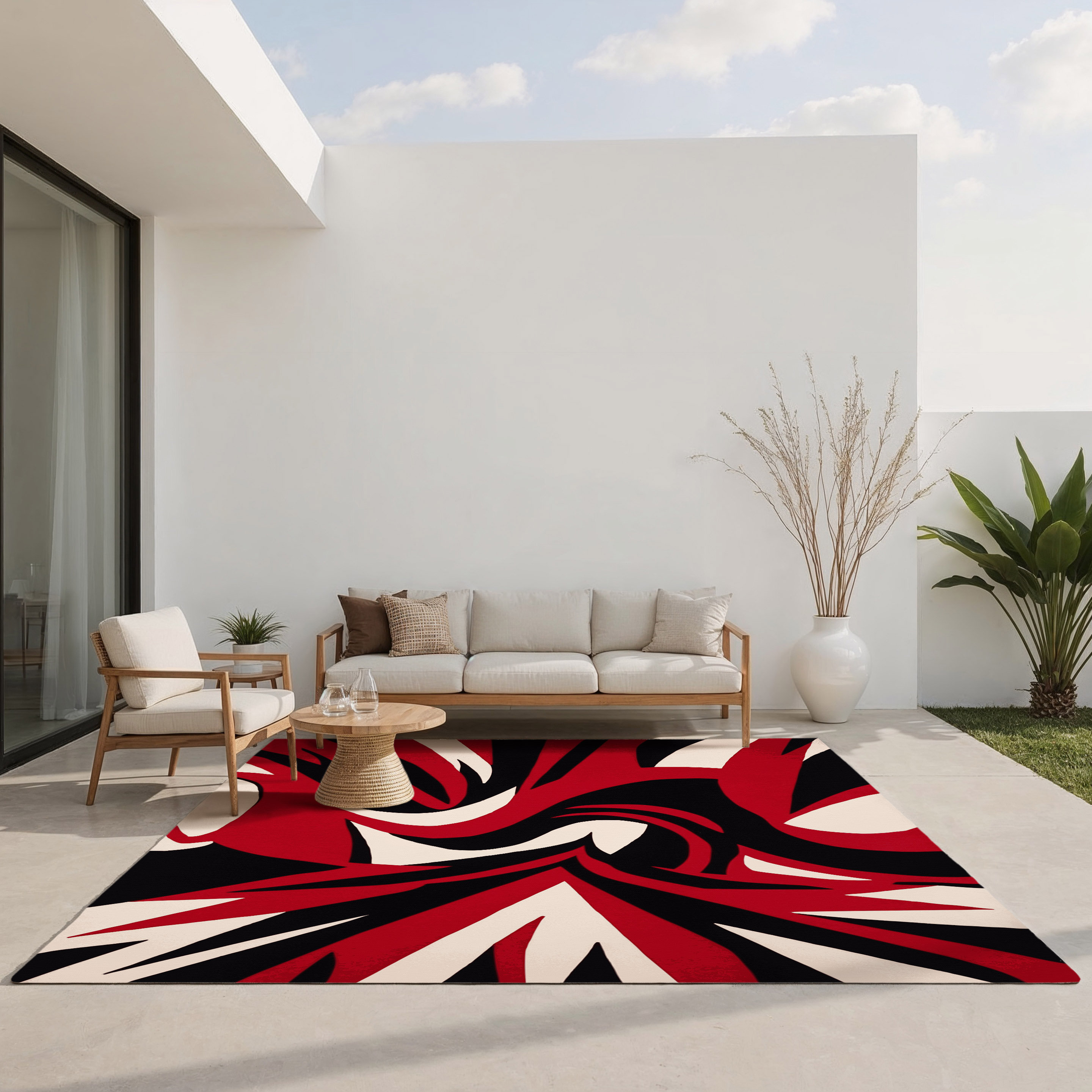 Wrought Studio Abstract Redshift Indoor And Outdoor Area Rug - Wayfair ...