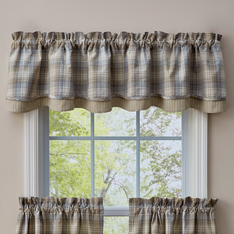 Gracie Oaks Gray Prairie Wood Lined Layered Valance 16'' L | Wayfair