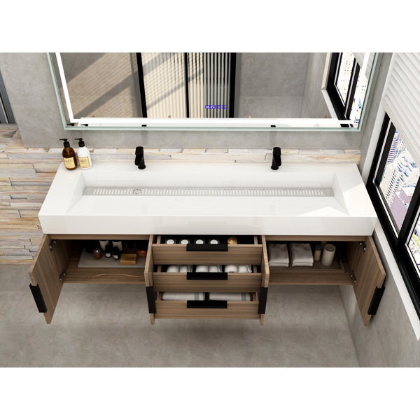 Latitude Run® Jessica 72'' Wall-Mounted Single Bathroom Vanity | Wayfair