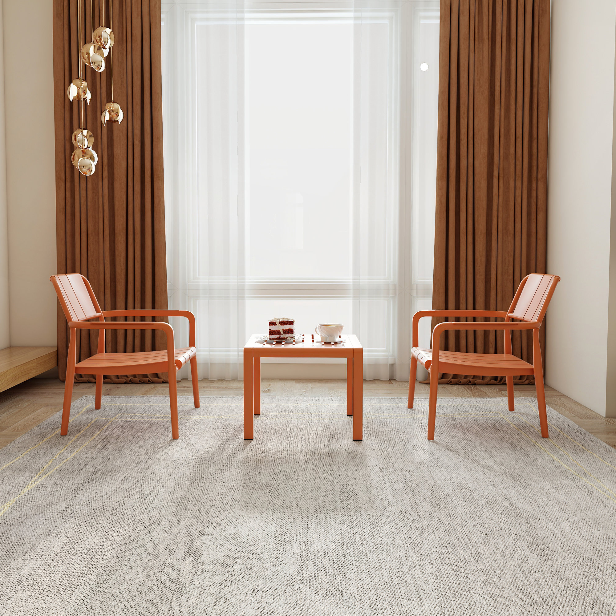 Ebern Designs 2-Piece PP Single-Seater Chairs + Coffee Table Set | Wayfair